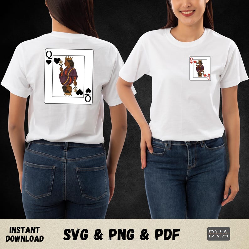Black Queen Card Full Set of Queen Cards PNG SVG, Black Queen, Queen of ...