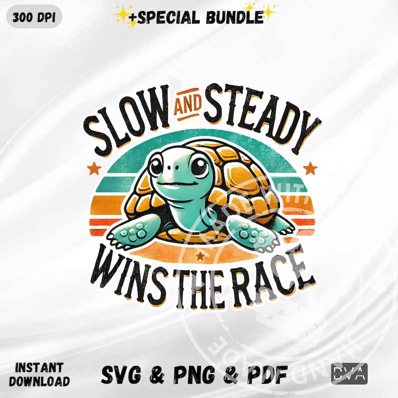 Slow and Steady Wins the Race PNG SVG, Retro Turtle Drawing, Turtle ...