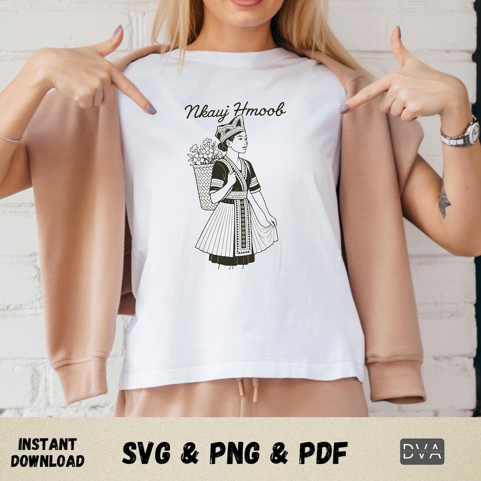Cute Hmong Girl and Boy PNG SVG, Nkuaj Hmoob, Hmong Design, Asian ...