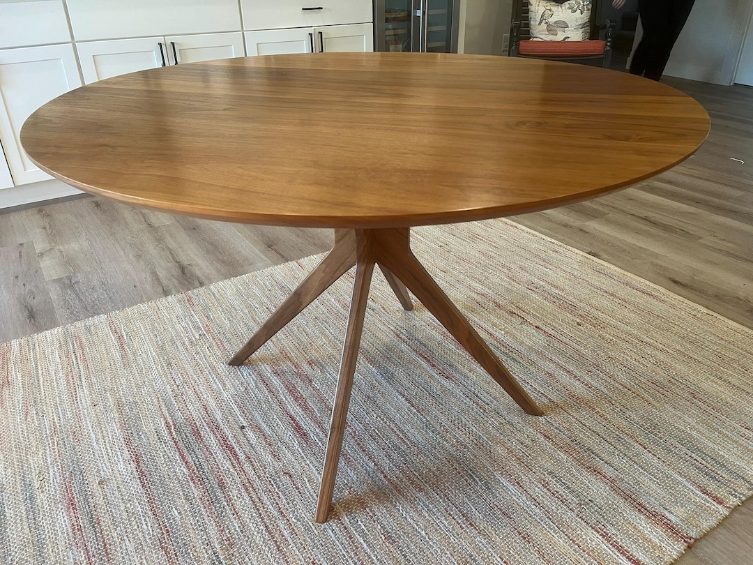 Modern Round Dining Table in Walnut, Cherry, or White Oak, Hand Crafted ...