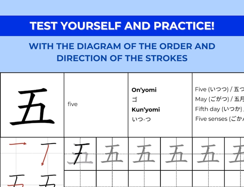 Kanji Worksheets N5 Level – Exercises for Japanese Beginners - Etsy