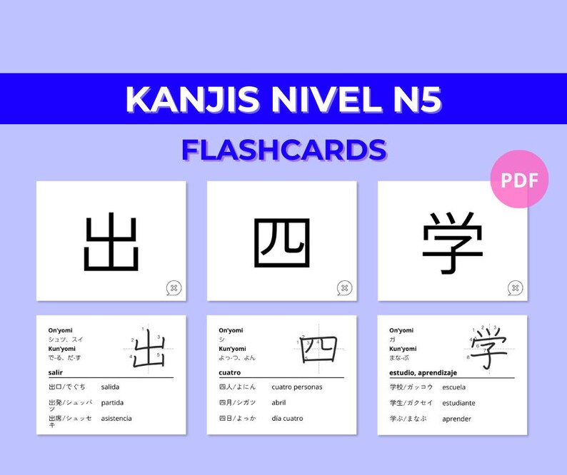 Kanji Level N5 Cut-out Flashcards: Learn Basic Japanese Kanji Easily - Etsy Australia