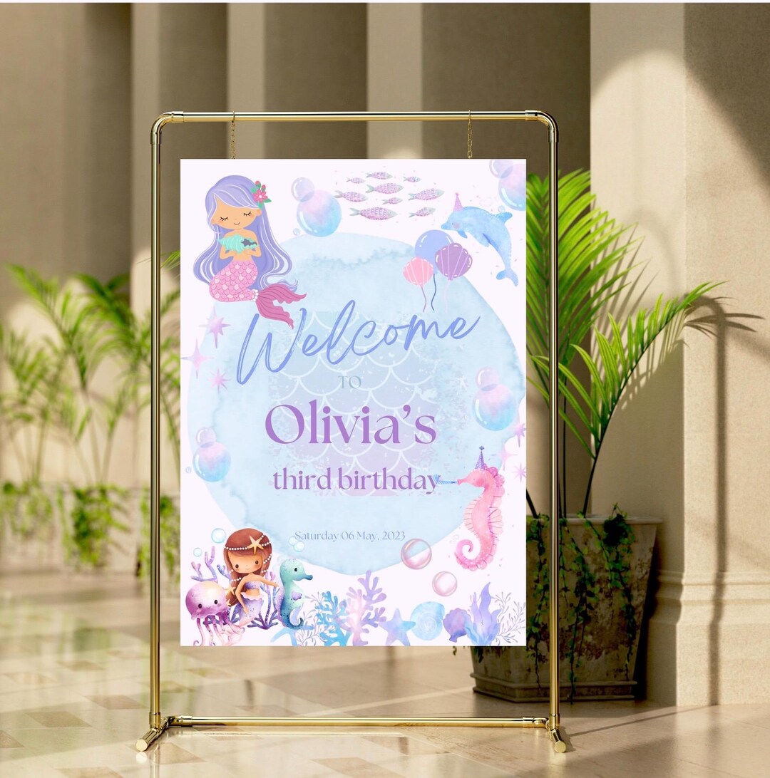 Mermaid Party Welcome Sign, Under the Sea Party, Welcome Signs, Girls ...