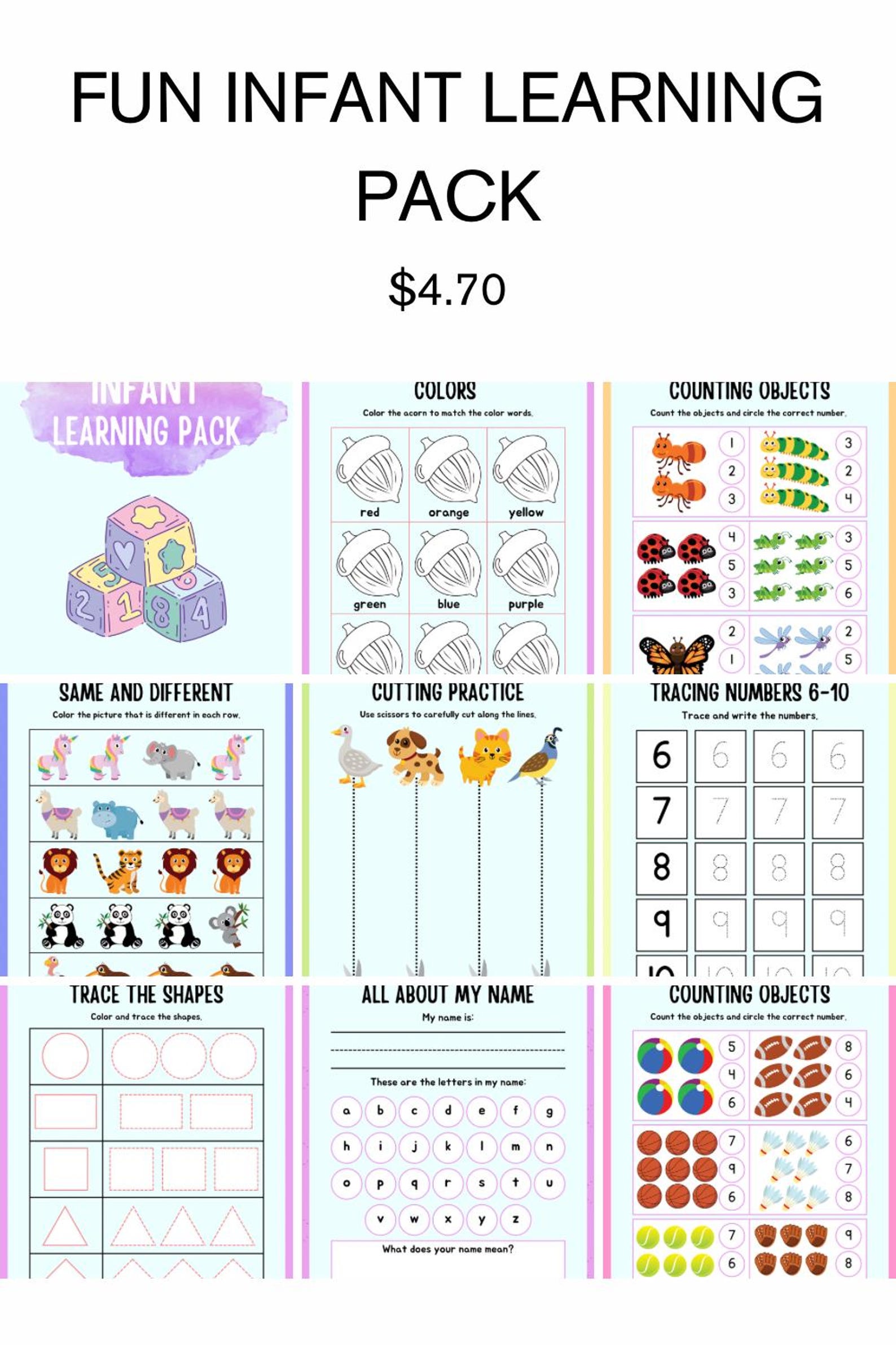 Fun Infant Learning Pack, Worksheets for Toddlers,workbook With ...