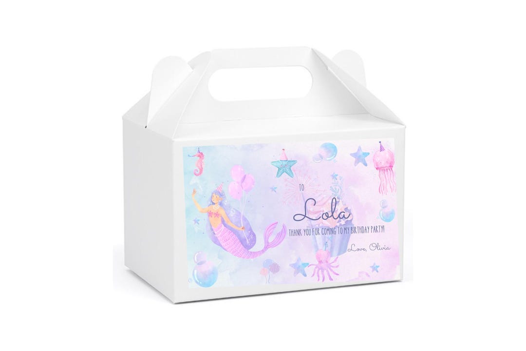 Mermaid Girls Birthday Party Box Labels, Mermaid Party Bags, Mermaid ...