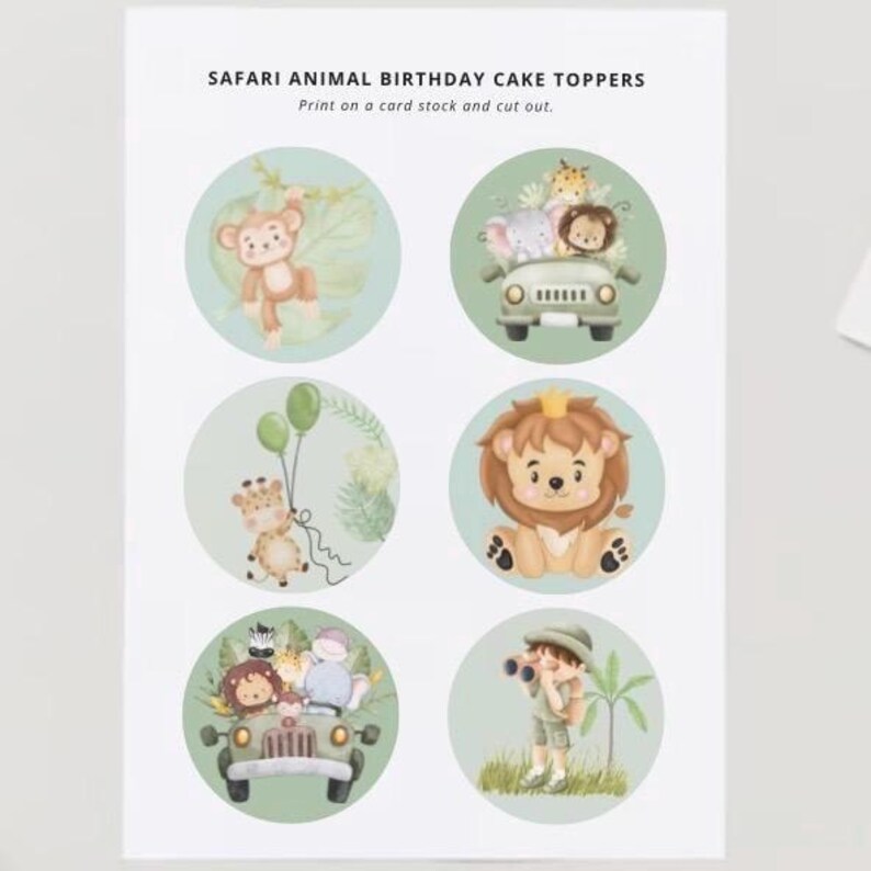 Safari Animal Cake/ Cupcake Toppers, Wild One Cupcake Toppers, Safari Animal Birthday Party ...