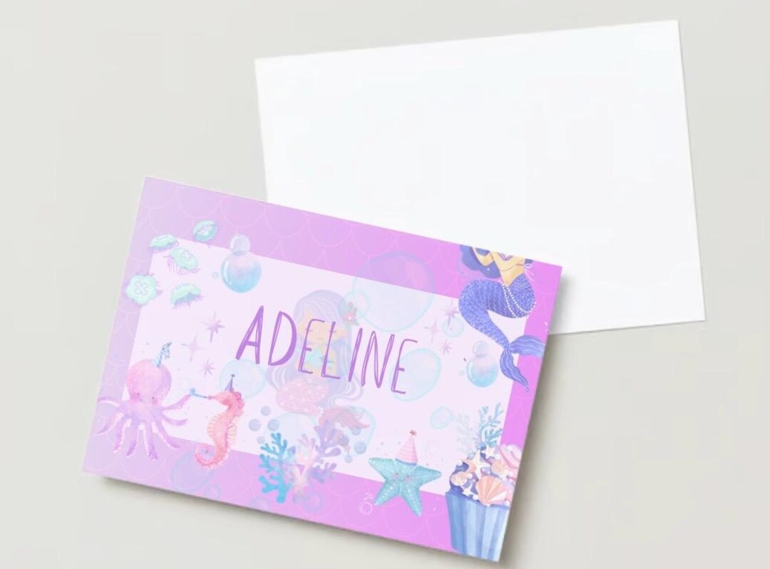 Mermaid Birthday Party Name Tag, Mermaid Girls Birthday Party Table ...