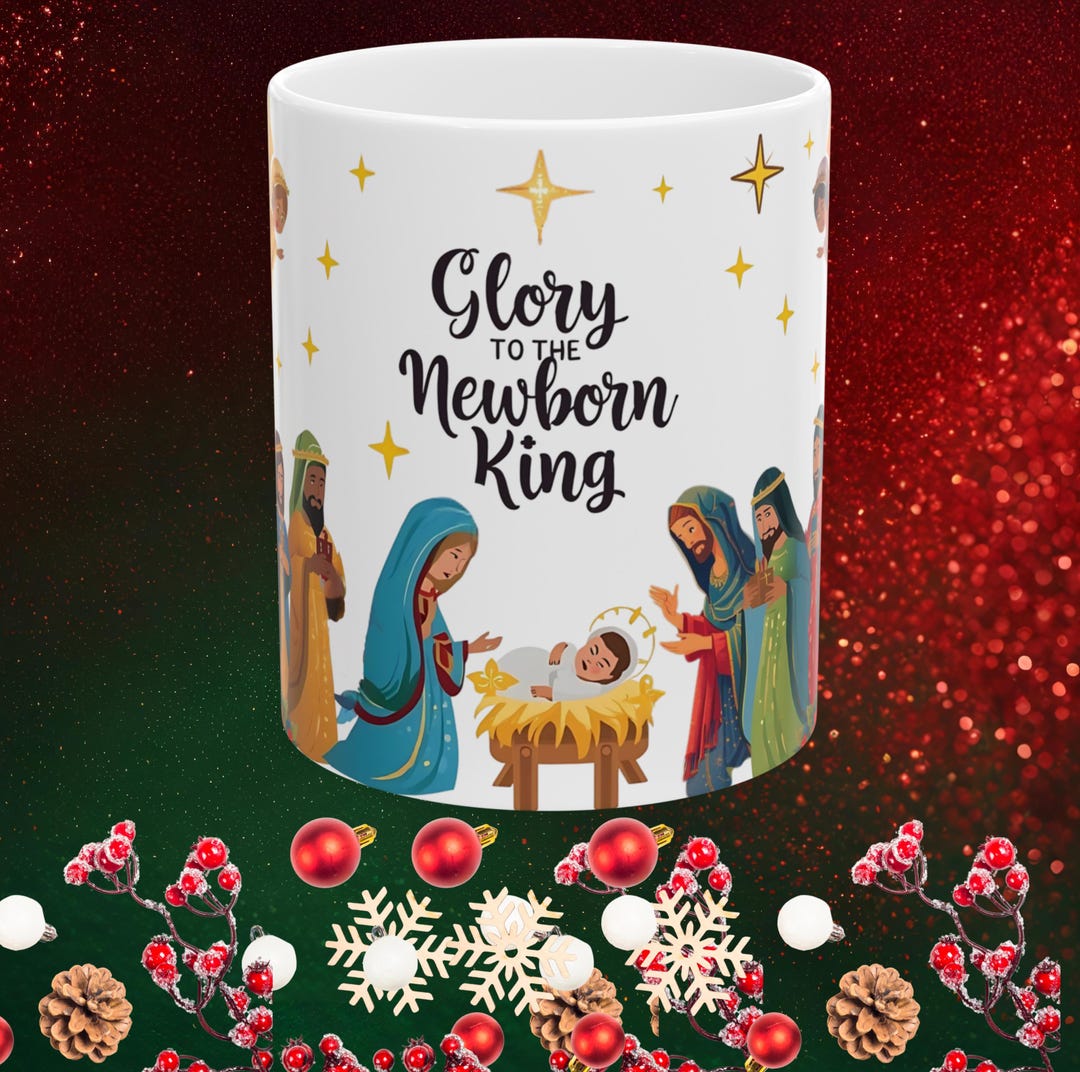 Christmas Nativity Scene Ceramic Mug, Festive Holiday Coffee Cup With ...