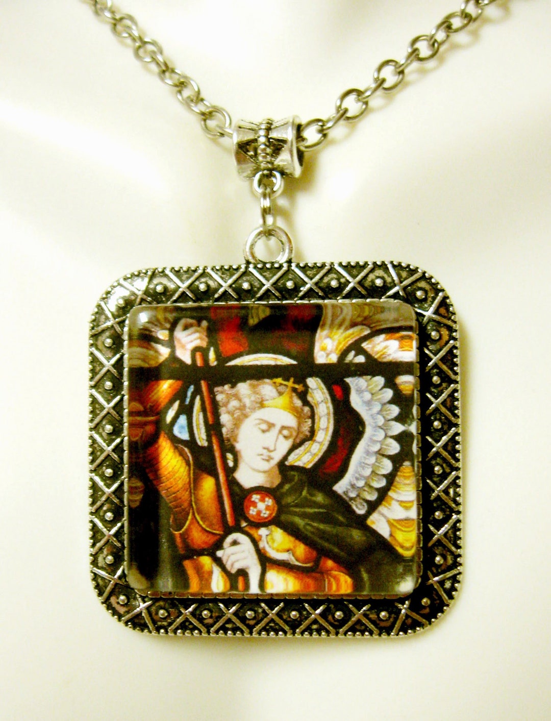 Archangel Michael Stained Glass Window Pendant and Chain - AP24-001 - Etsy
