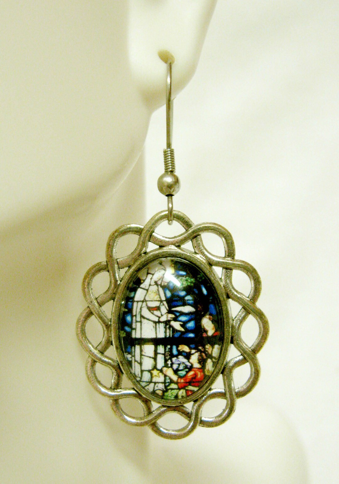 Our Lady of Fatima Stained Glass Window Earrings - AP07-231 - Etsy