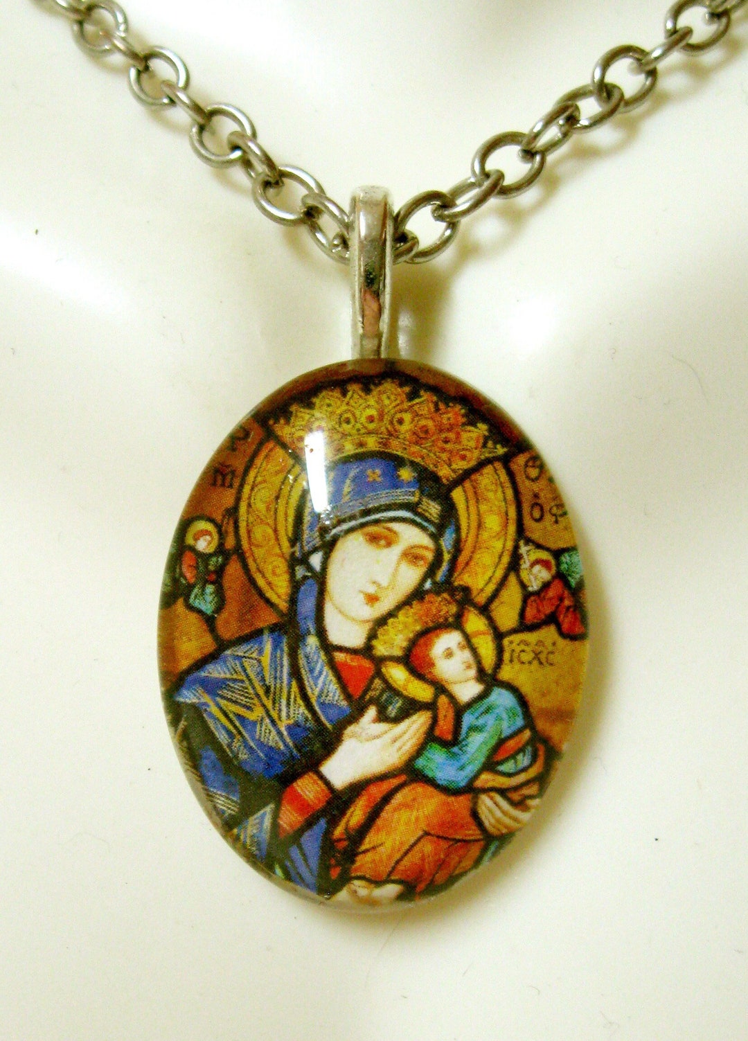 Our Lady of Perpetual Help Pendant With Chain - GP12-025 Cameo Style - Etsy