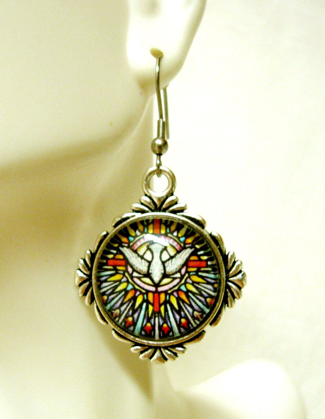 Holy Spirit Stained Glass Window Earrings - AP06-206 - Etsy