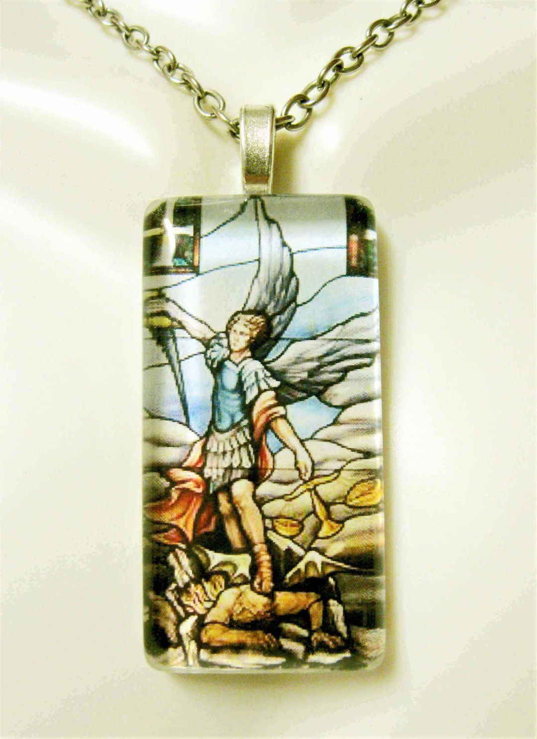 Archangel Michael Stained Glass Window Pendant With Chain - GP01-201 - Etsy