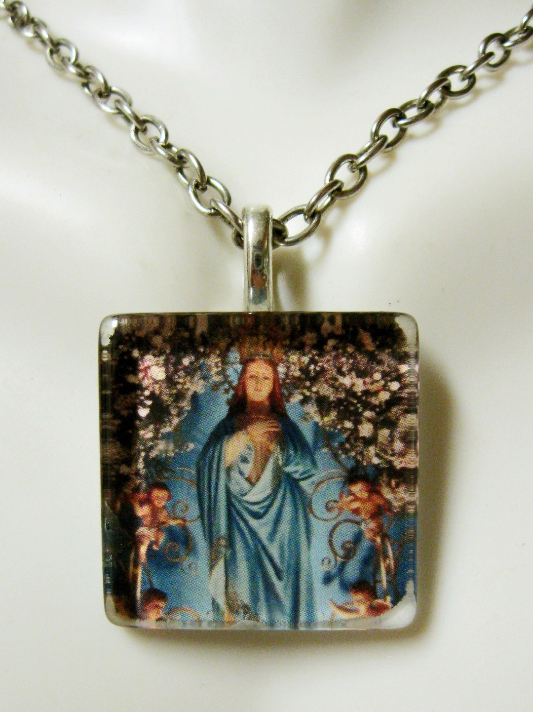 Mary Mother of Mercy Glass Pendant - GP02-130 - Etsy