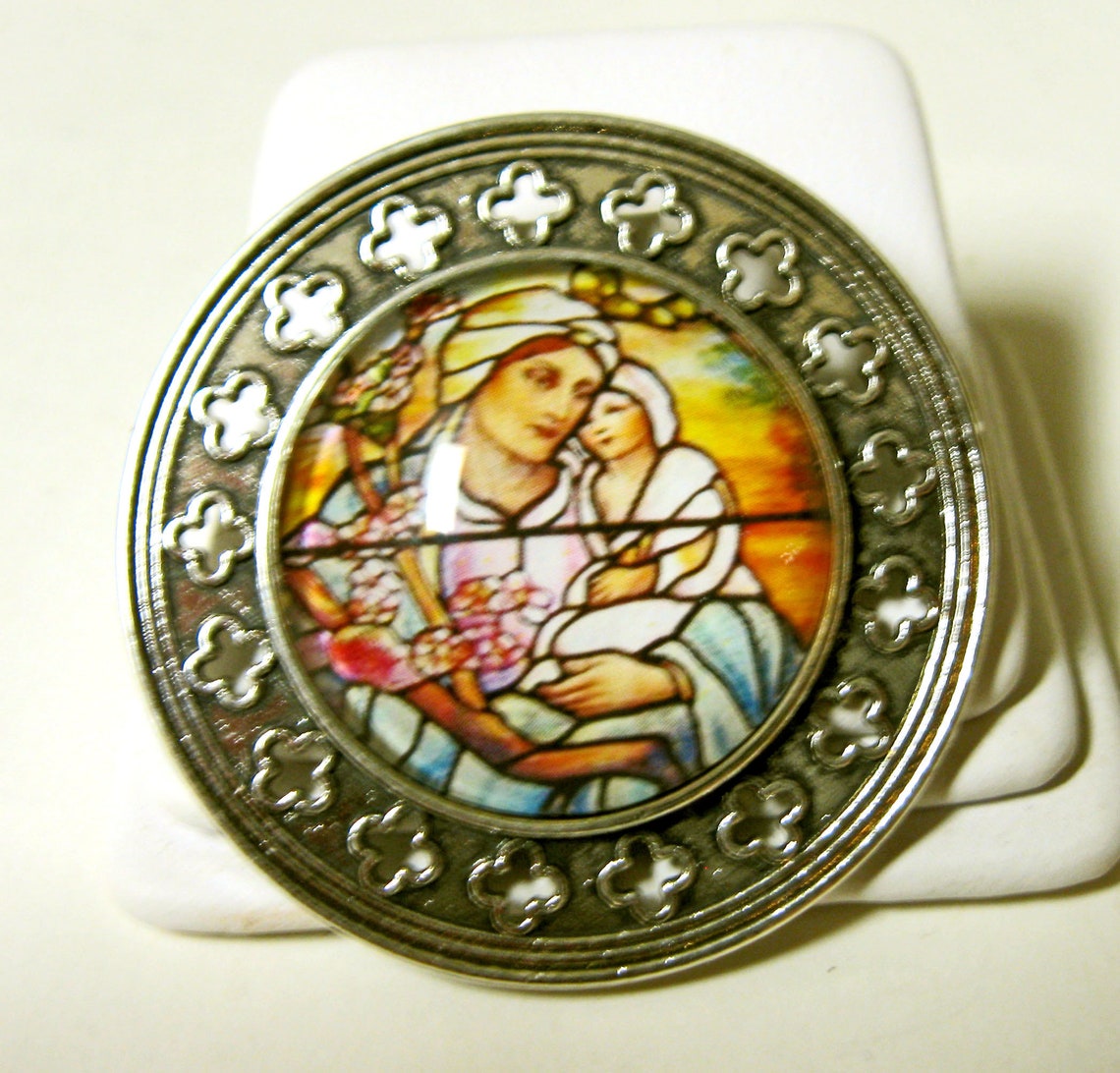 Madonna Stained Glass Window Pin/brooch - BR10-026 - Etsy