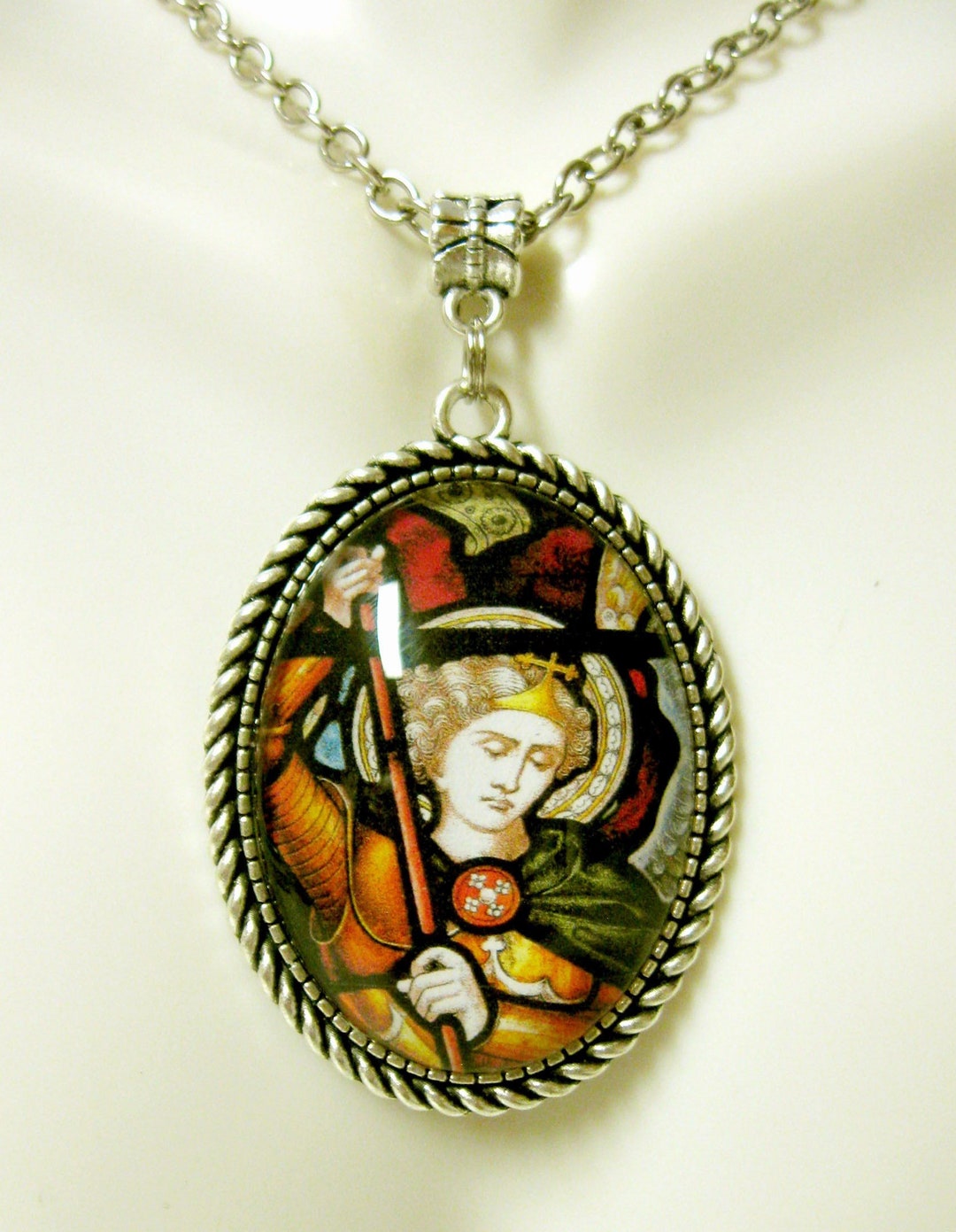 Archangel Michael Stained Glass Window Pendant and Chain - AP09-053 - Etsy