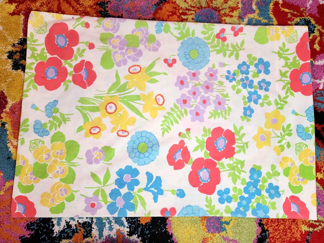 Vintage Mid-century Flower Power Single Pillowcase Queen Size - Etsy