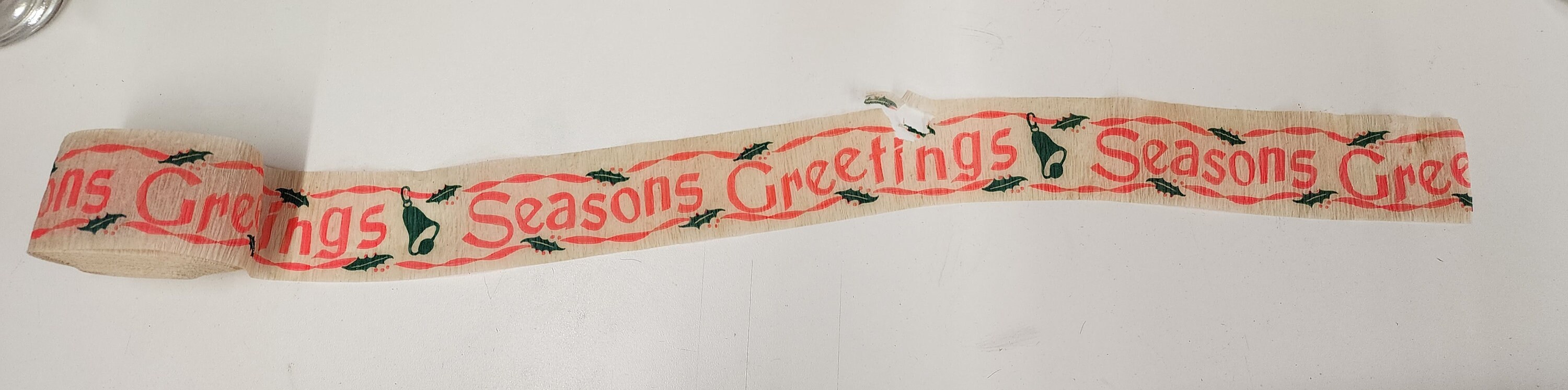 Vintage Christmas Crepe Paper Streamer - Seasons Greetings - Etsy