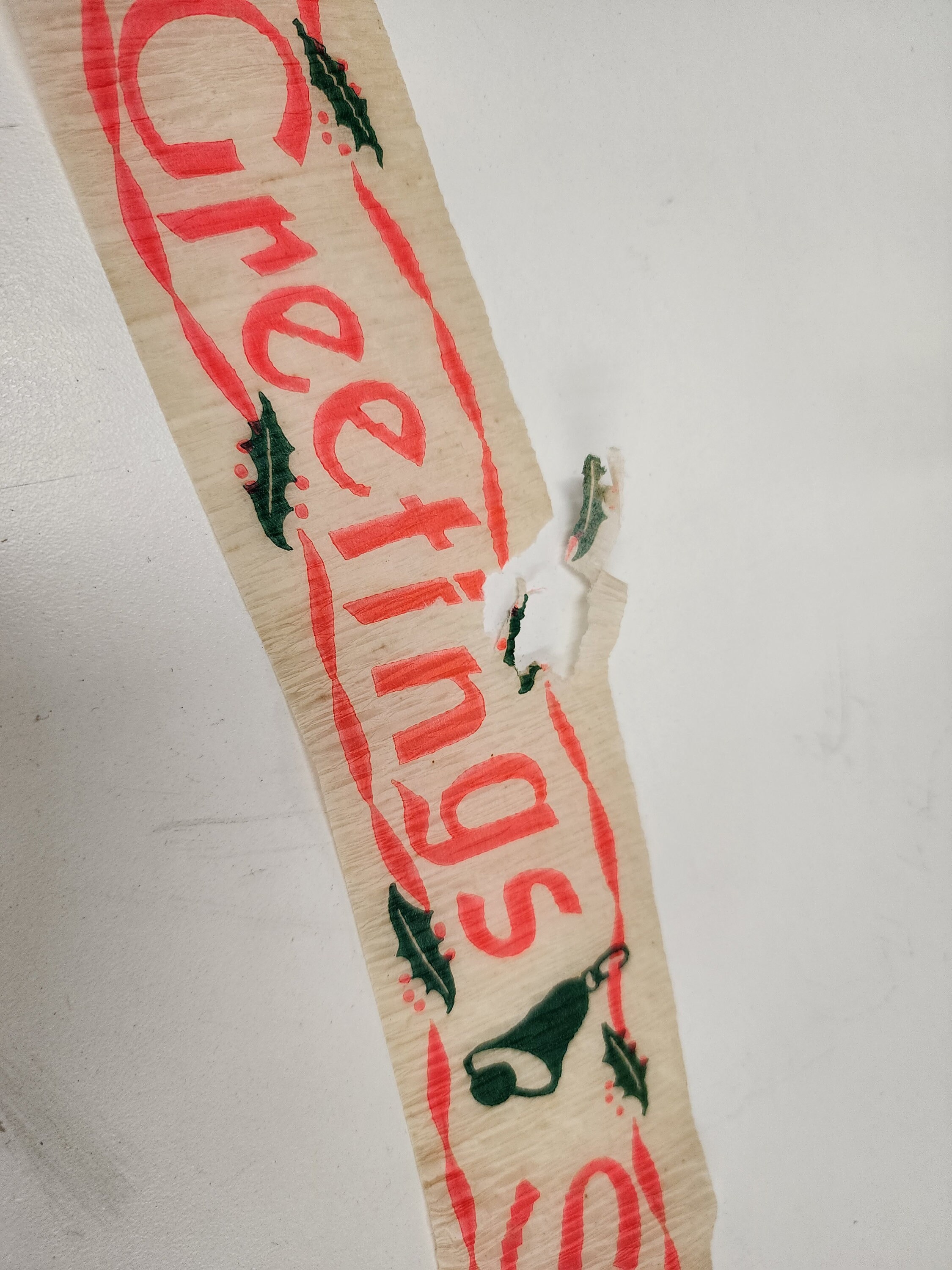 Vintage Christmas Crepe Paper Streamer - Seasons Greetings - Etsy