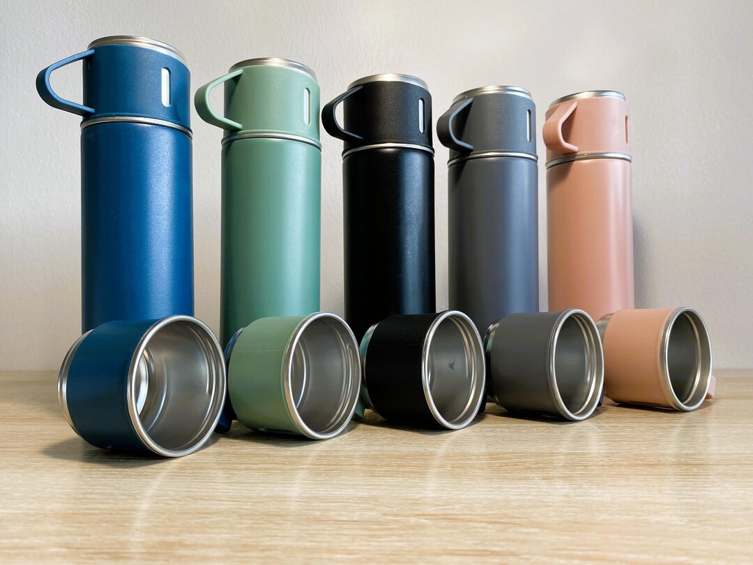 Premium Stainless Steel Travel Flask and Cups Set Personalized ...