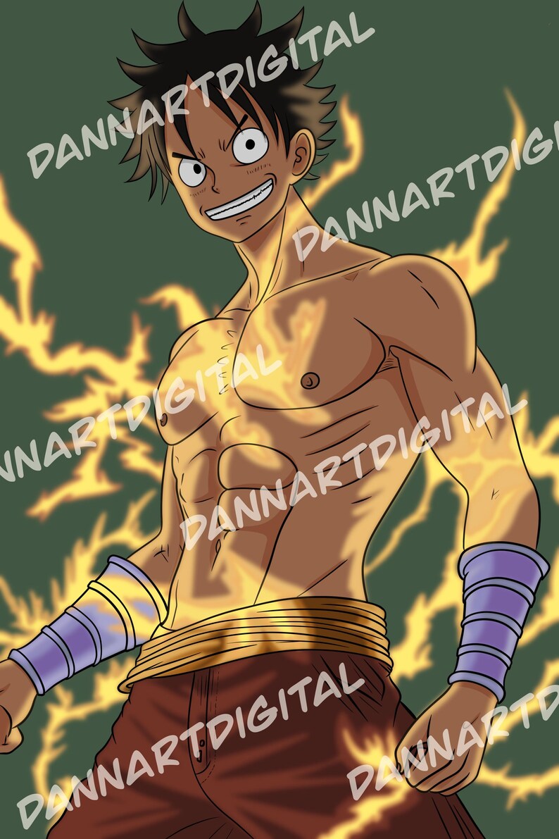 Monkey D. Luffy, One Piece, Devil Fruit Gauntlets, Lightning Fire ...