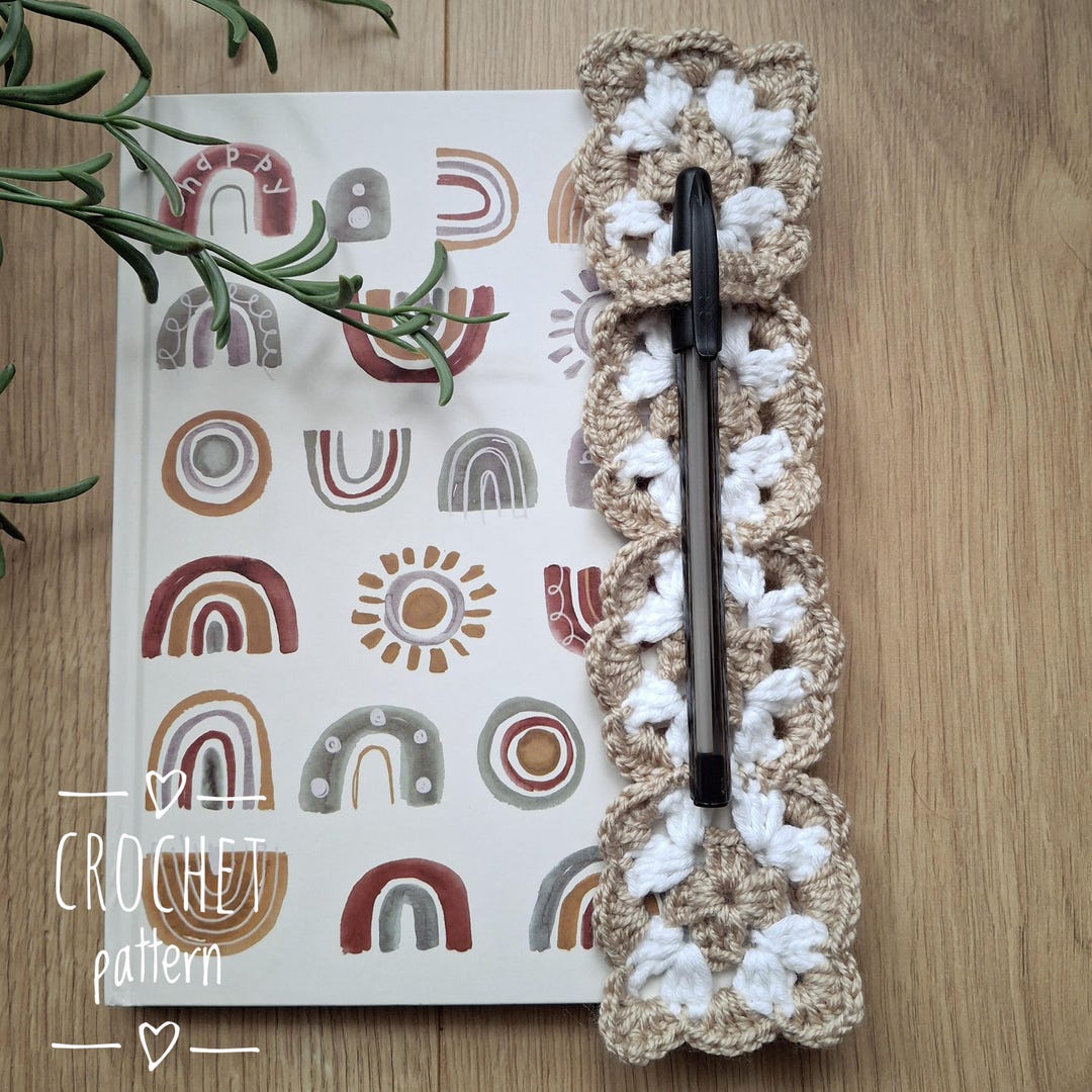 Crochet Stationery Pattern | Granny Square Pen Holder for A5 Notepad ...