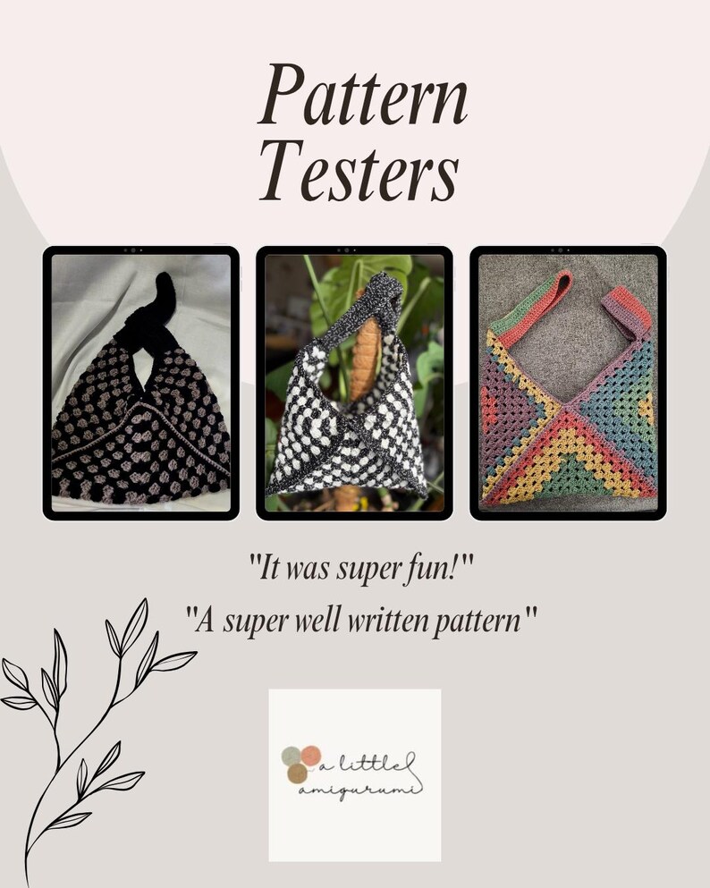 Crochet Bag Pattern | Granny Square Knot Bag | Japanese Medium Boho ...