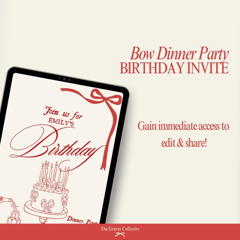 Dinner Party Birthday Invite, Dinner Party Invite, Birthday Party ...