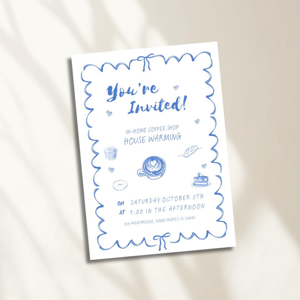 Housewarming Invite, Invite Template, Digital Invite, Coffee Shop ...