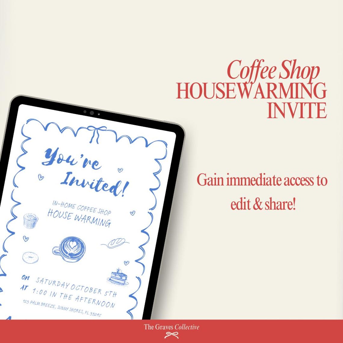 Coffee Shop Housewarming Invitation Template (digital Invite) - Etsy