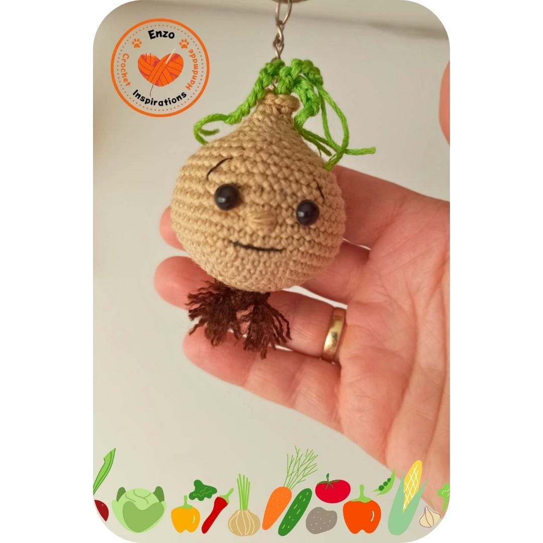 Crochet Onion Keychain - Amigurumi Vegetable | Fun Collectible Gadget ...