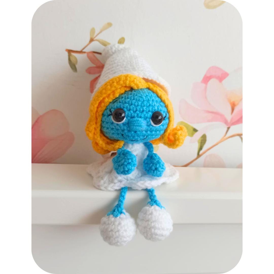 Handmade Crochet Smurfette Keychain – Cute Amigurumi Blue Doll ...