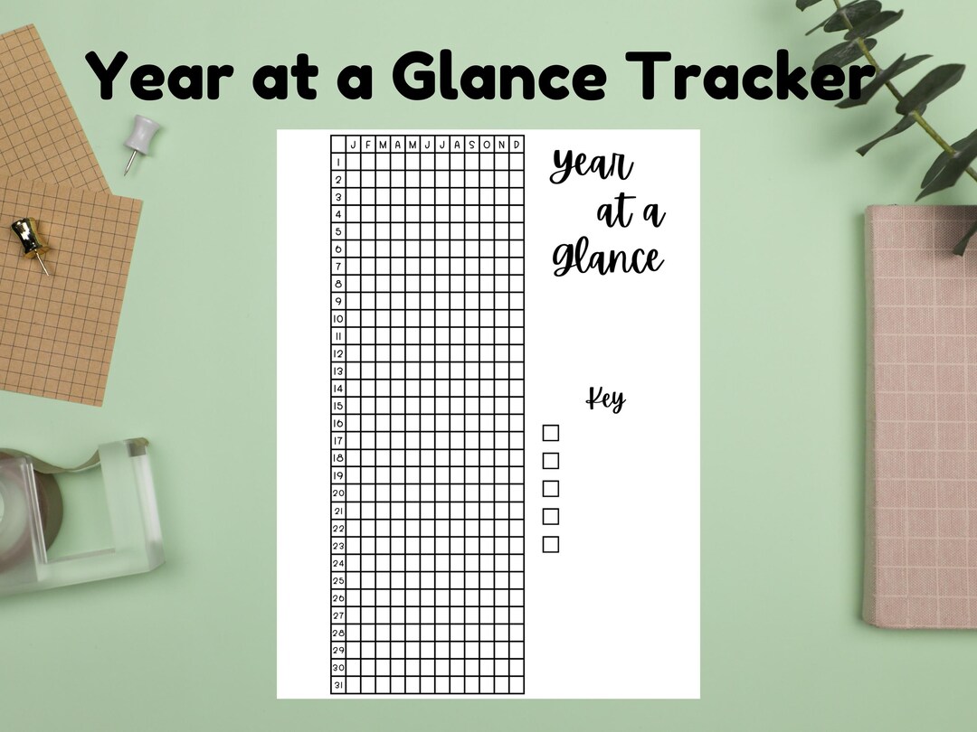 Printable Year at a Glance Tracker Bullet Journal Planner Page - Etsy