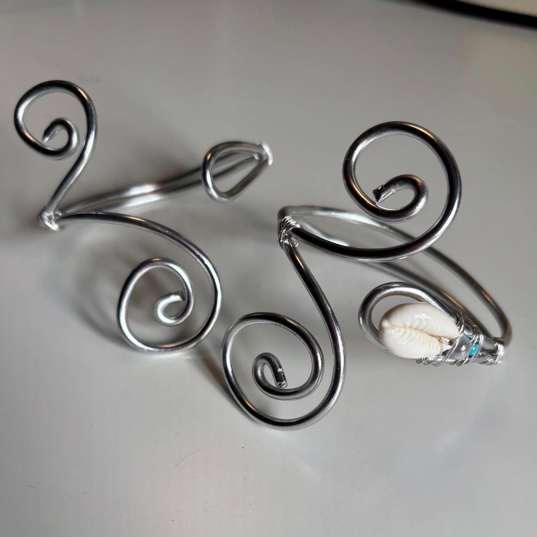Spiral Shell Charm Cuff Bracelet for Arm Placement! - Etsy
