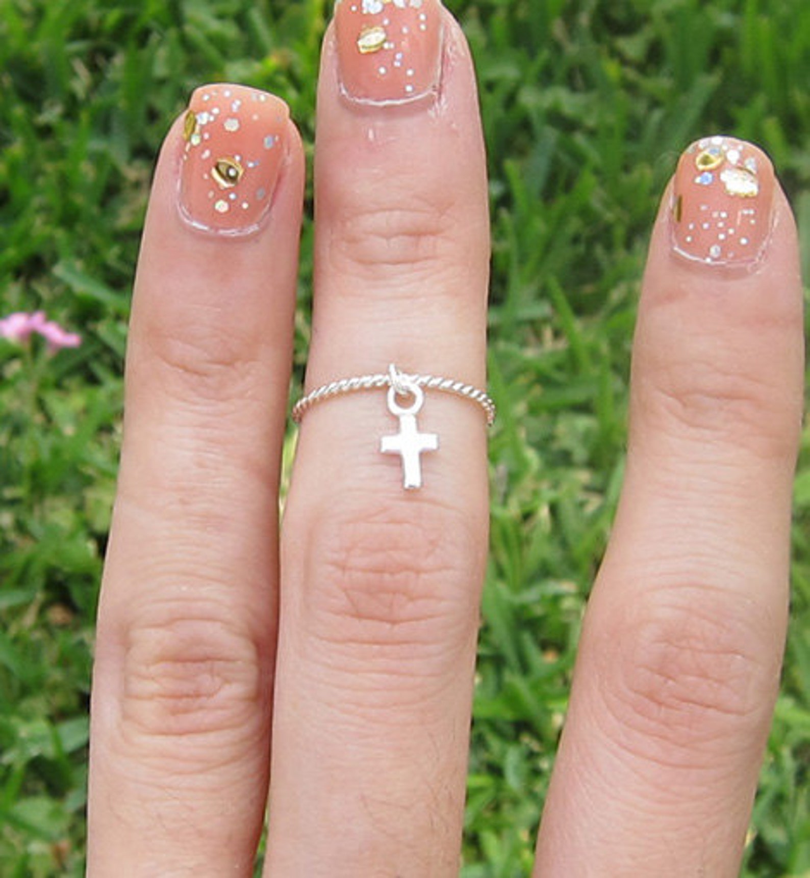 Sterling Silver Dangle Cross Knuckle Ring - Etsy