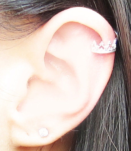 Sterling Silver Princess Crown Ear Cuff - Etsy UK