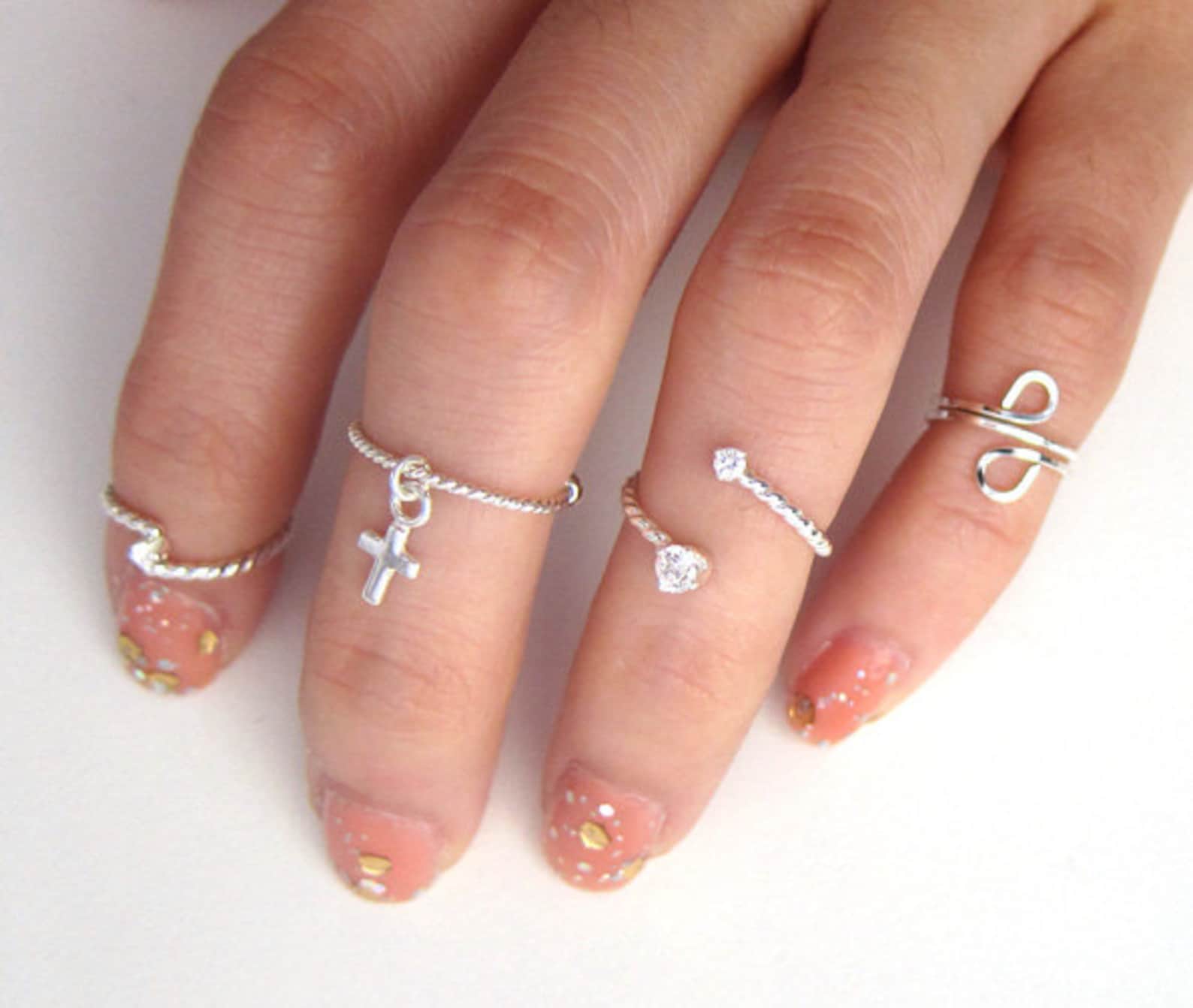 Sterling Silver Dangle Cross Knuckle Ring - Etsy