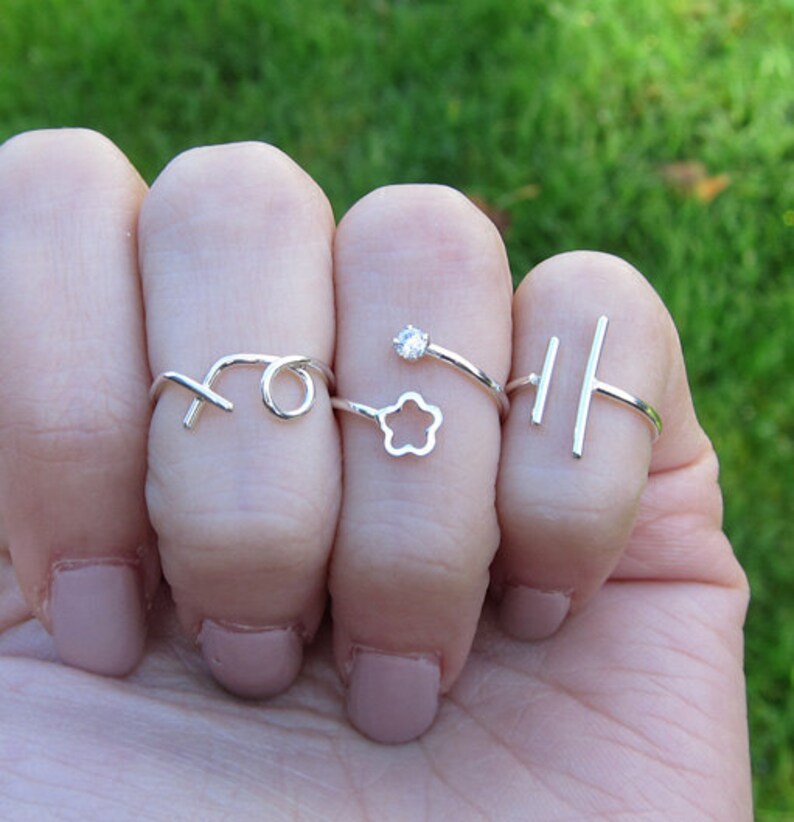 Sterling Silver Flower Cubic Zirconia Adjustable Pinky Ring - Etsy