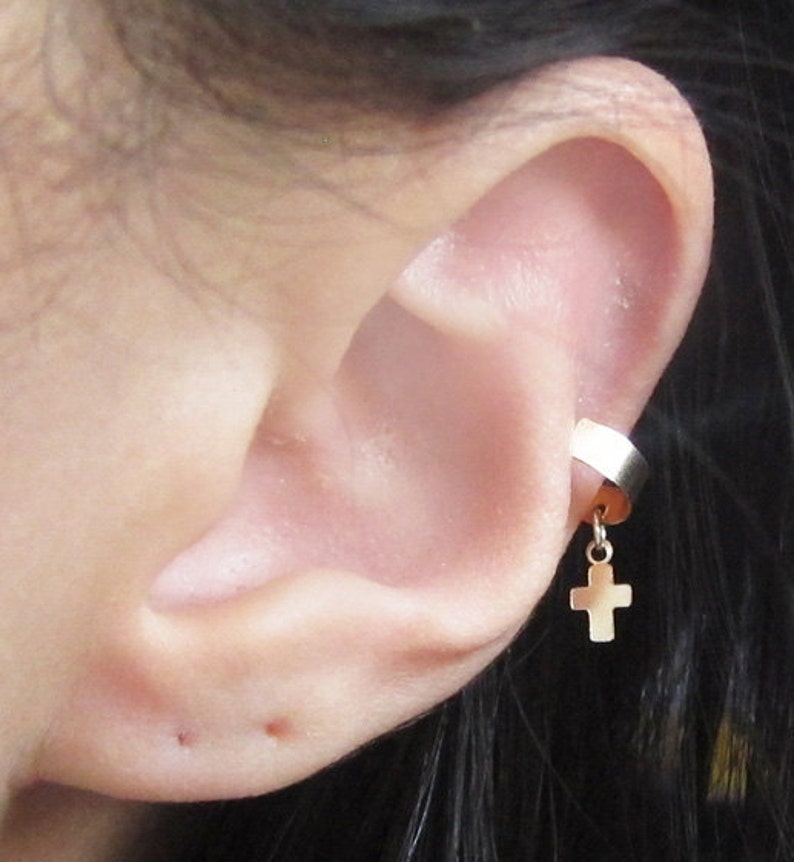 Gold Filled Dangle Cross Ear Cuff - Etsy