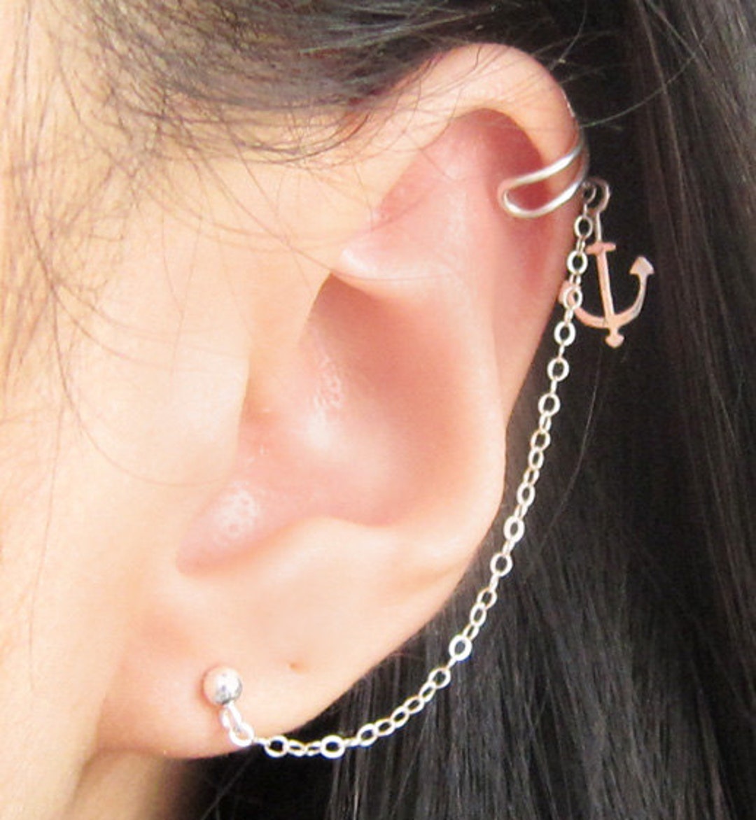 Sterling Silver Single Anchor Cuff Earring - Etsy