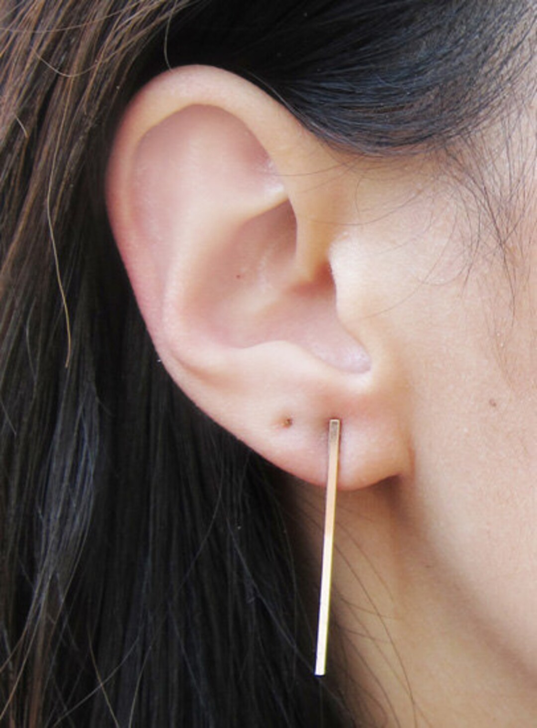 Sterling Silver Long Bar Studs - Etsy