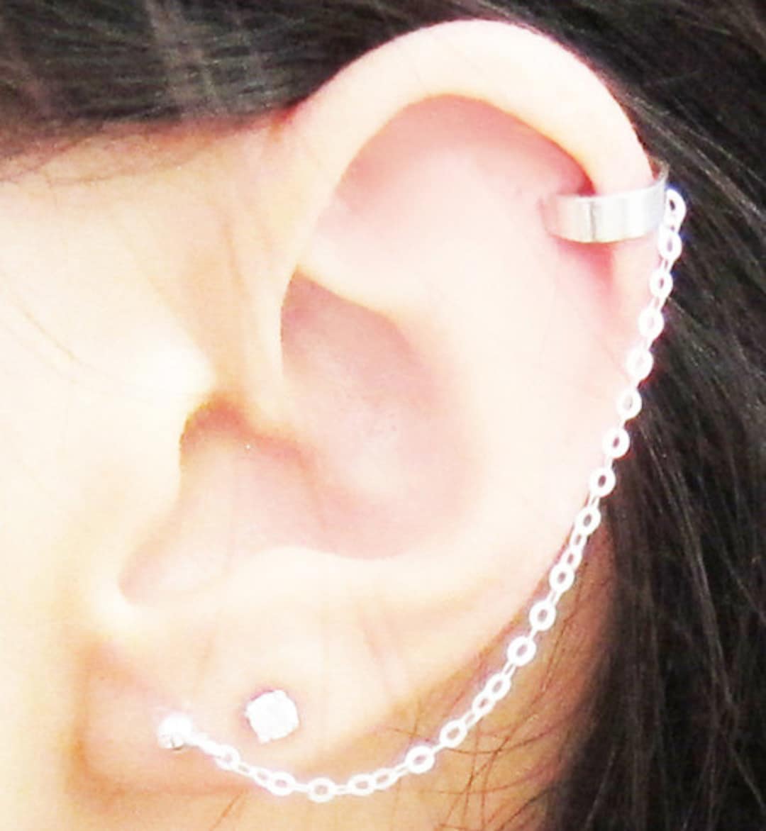 Sterling Silver Solid Band Plain Cuff Earring - Etsy