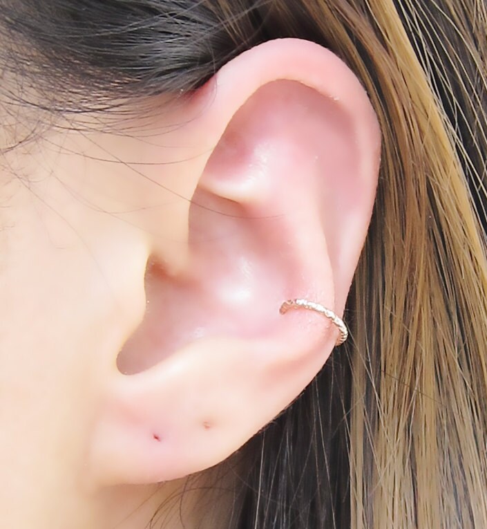 Rose Gold Filled Glittered Ring Ear Cuff | Etsy