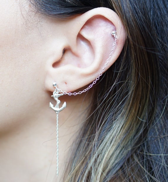 Cartilage Earrings Chain Anchor