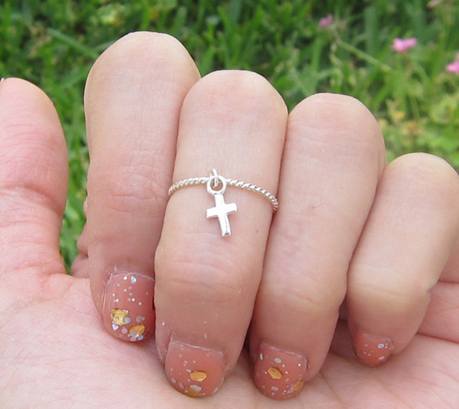 Sterling Silver Dangle Cross Knuckle Ring - Etsy