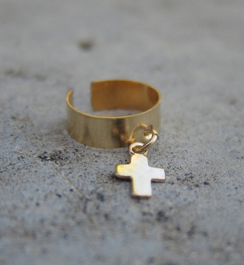Gold Filled Dangle Cross Ear Cuff - Etsy
