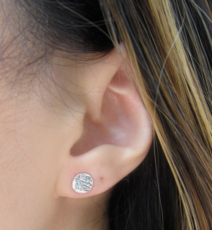 Sterling Silver Hammered Circle Earring - Etsy
