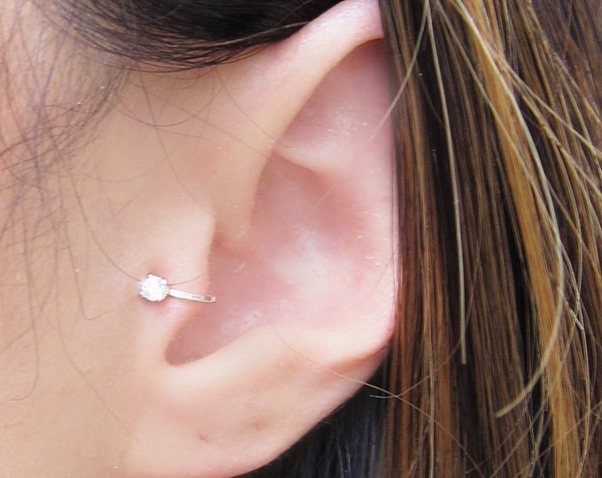 Sterling Silver Cubic Zirconia Tragus Ear Cuff - Etsy