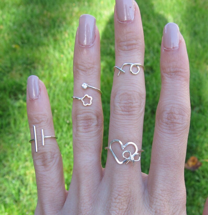 Sterling Silver Flower Cubic Zirconia Adjustable Pinky Ring - Etsy