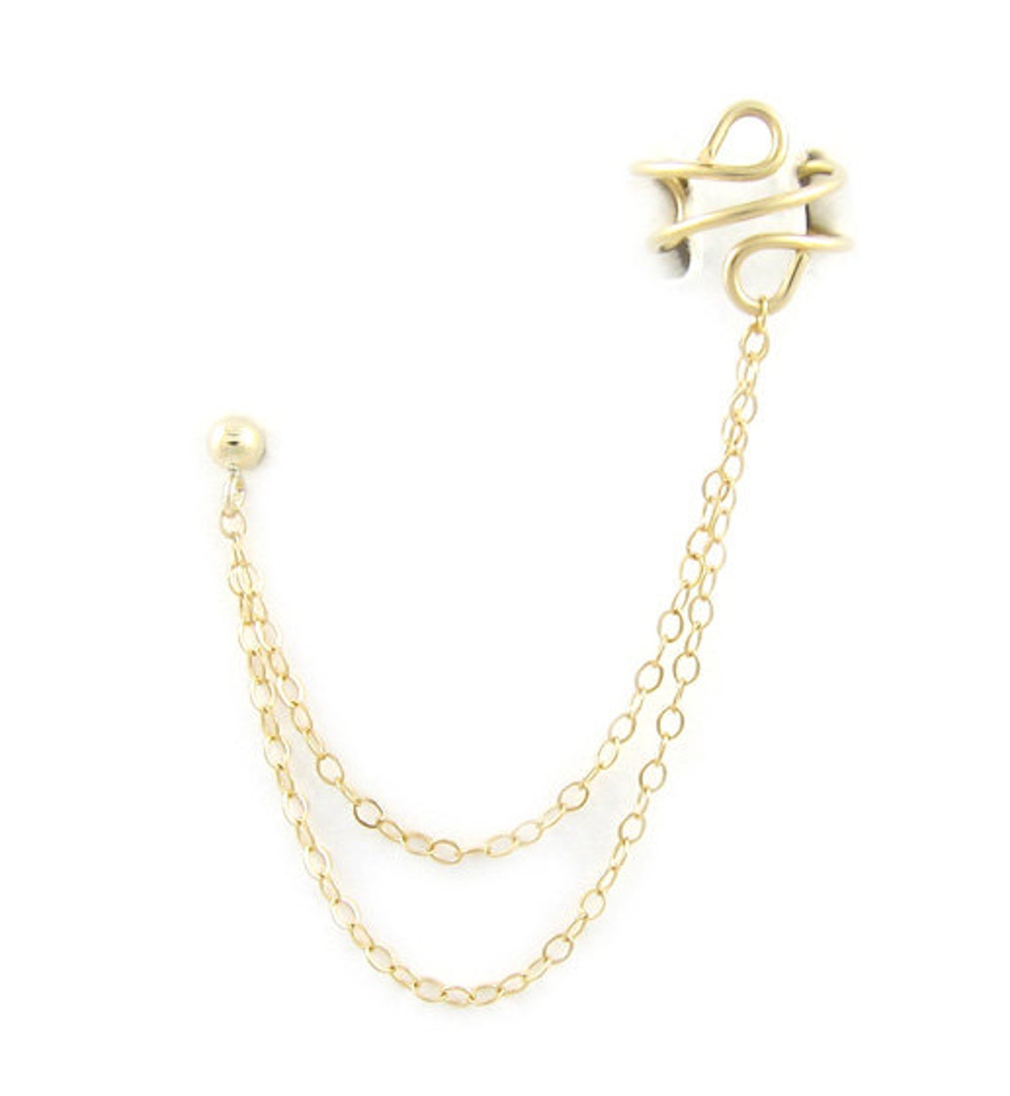 Gold Filled Double Chain Plain Cuff Earring - Etsy